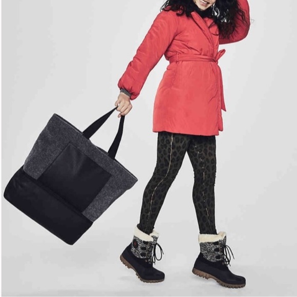 DSW | Bags | Dsw Faux Wool Pebble Leather Large Tote Grayblack | Poshmark